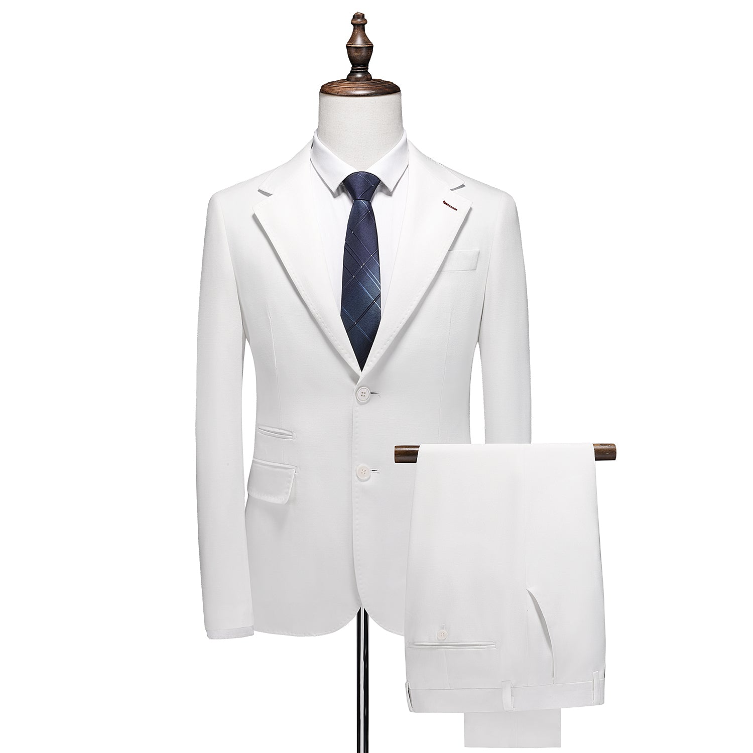 Men's 2 Piece Slim Fit Solid Suit in White One Button For Party Prom ...
